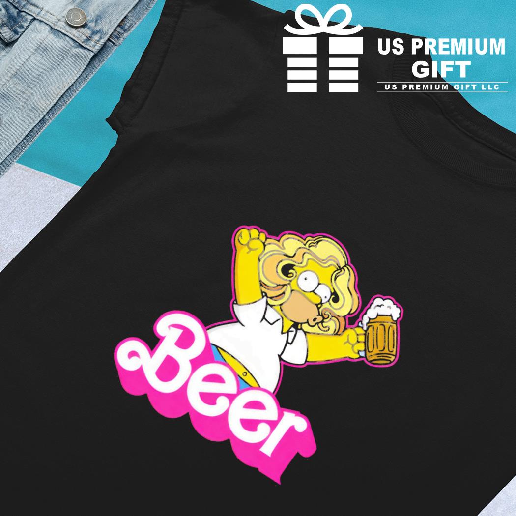 Beerbie Homer Simpson Beer cartoon Barbie font text shirt, hoodie ...