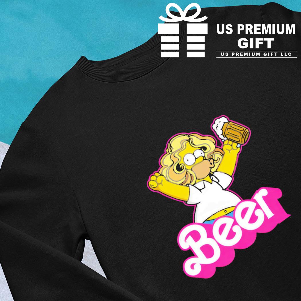 Beerbie Homer Simpson Beer cartoon Barbie font text shirt, hoodie ...