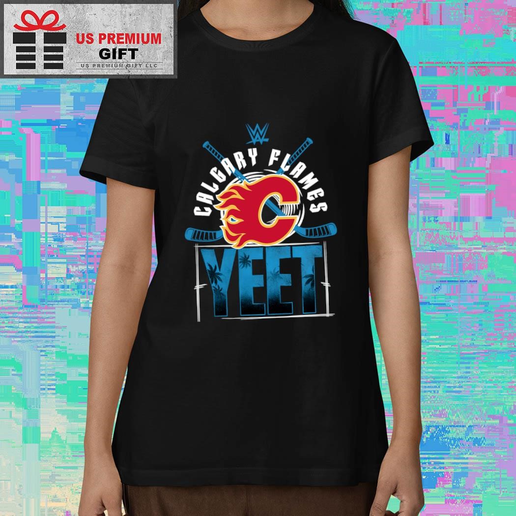 Jey Uso professional wrestler YEET Calgary Flames hockey logo shirt ...
