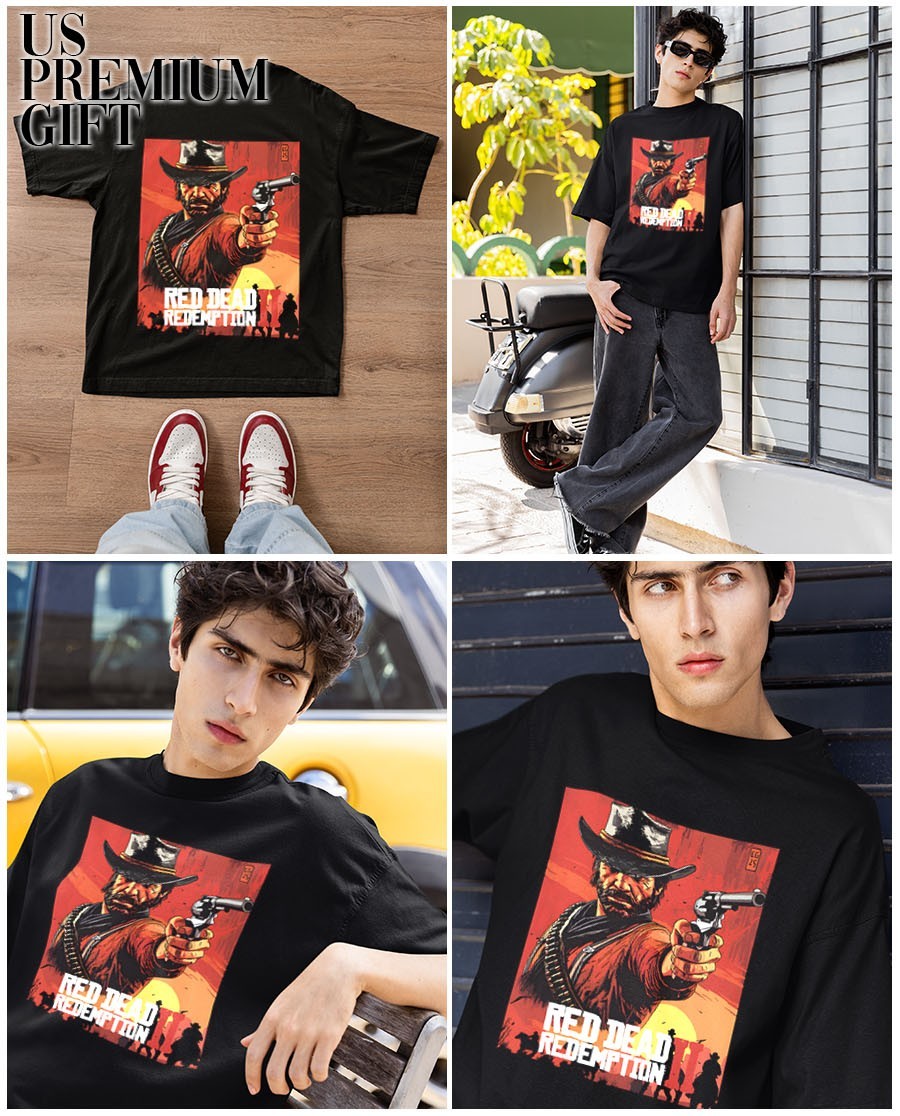 Tranh Arthur Morgan holding revolver red dead redemption shirt.png ...